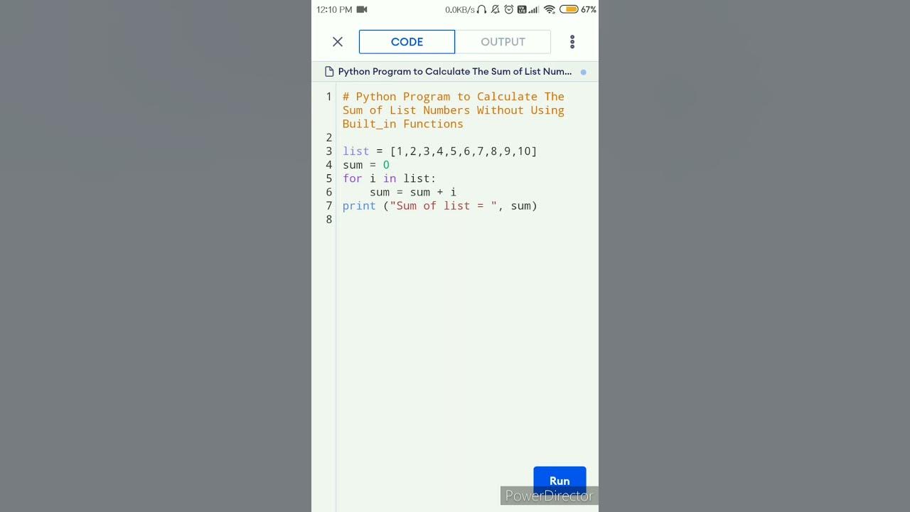 Python Program to Calculate The Sum of List Numbers Without Using Built_inFunctions. #shorts # ...