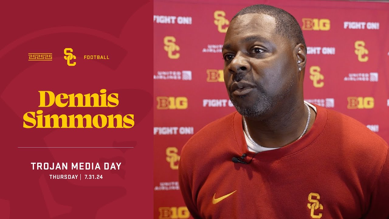 USC WRs Coach Dennis Simmons | Trojan Media Day - YouTube