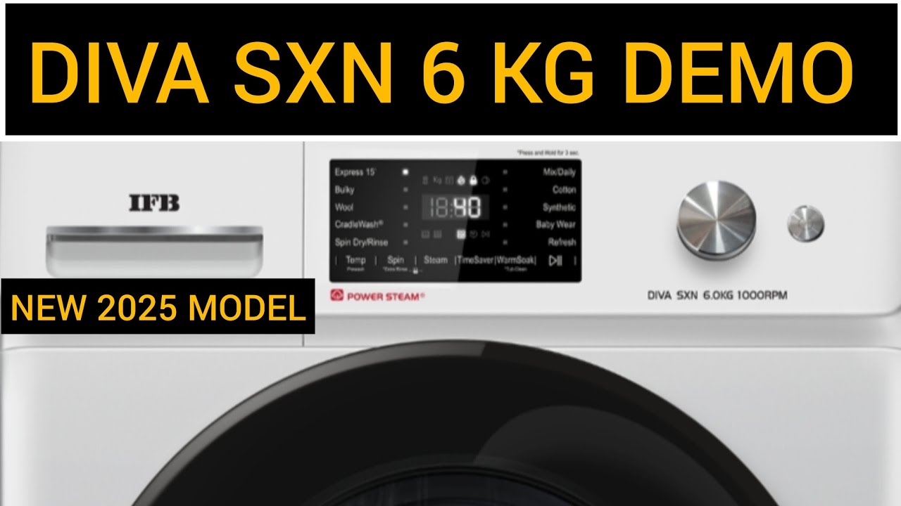 IFB 6 KG FRONT LOAD WASHING MACHINE DEMO | IFB DIVA SXN 6010K | DIVA SXN GXN 6 KG 1000RPM - YouTube