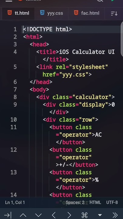 Make iOS calculator UI in Html Css #viral #shorts #youtubeshorts #html #css - YouTube