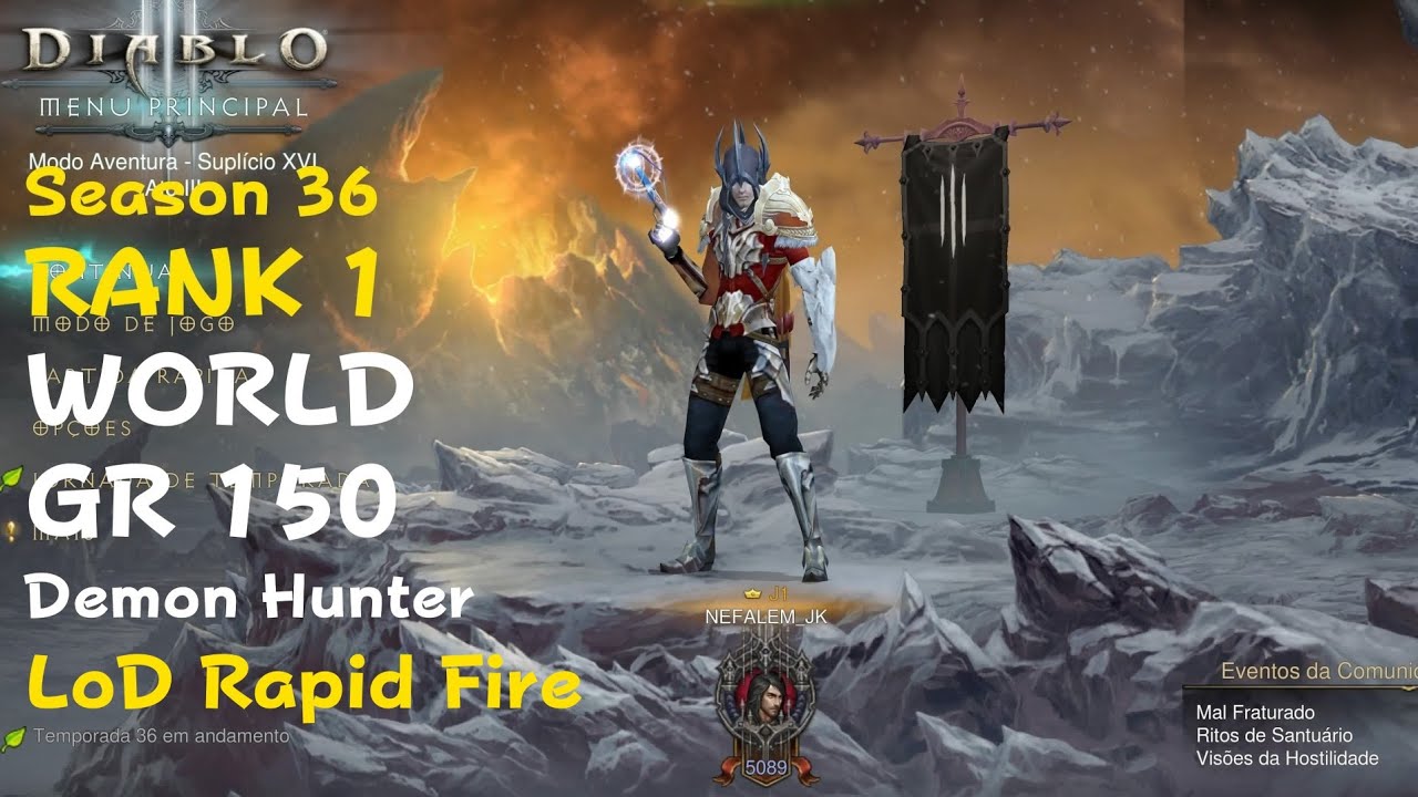 Diablo 3 Season 36 RANK 1 WORLD GR 150 LoD Rapid Fire Demon Hunter ( 41 ...