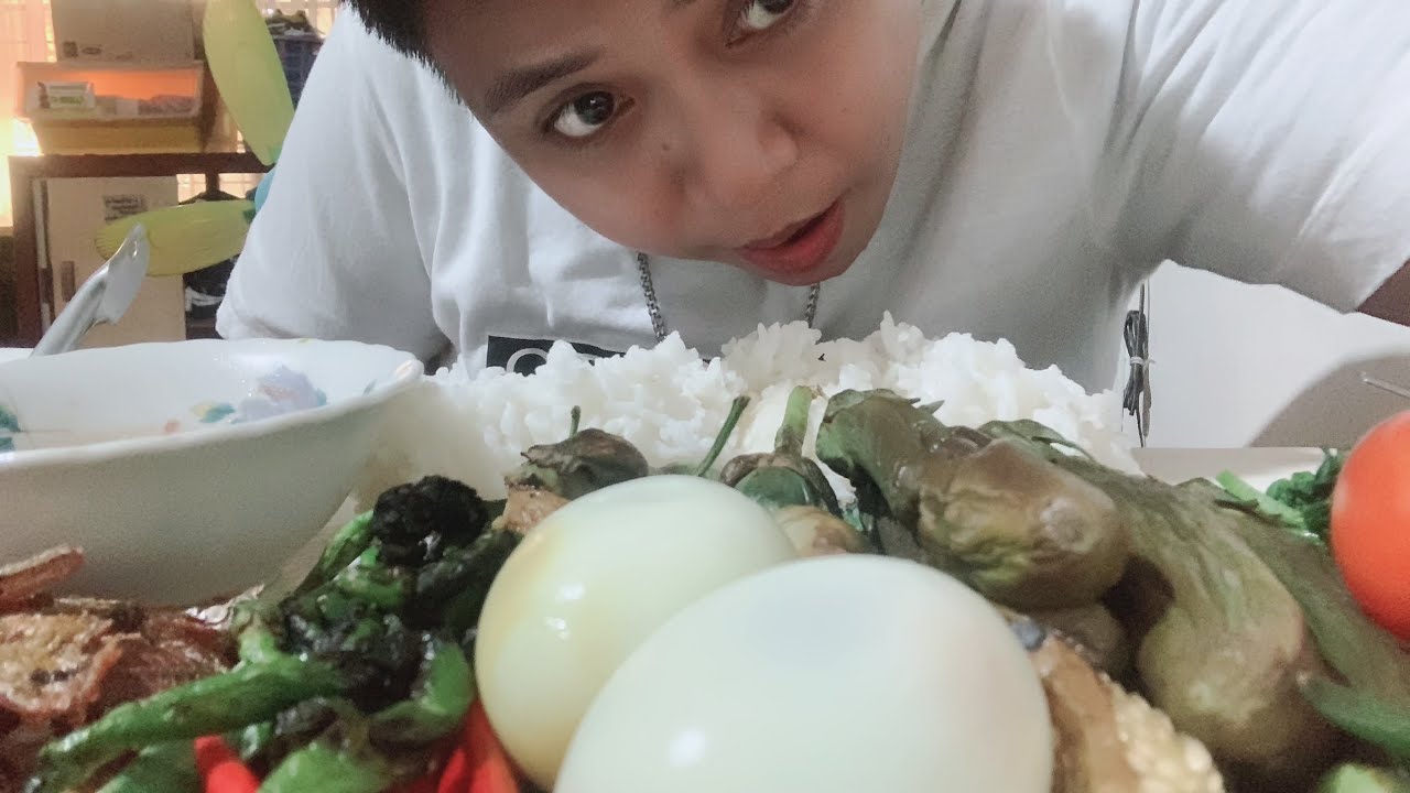 MUKBANG BEST FILIPINO LUNCH :Nilagang Talong,Okra,Papait,Dried Danggit ...