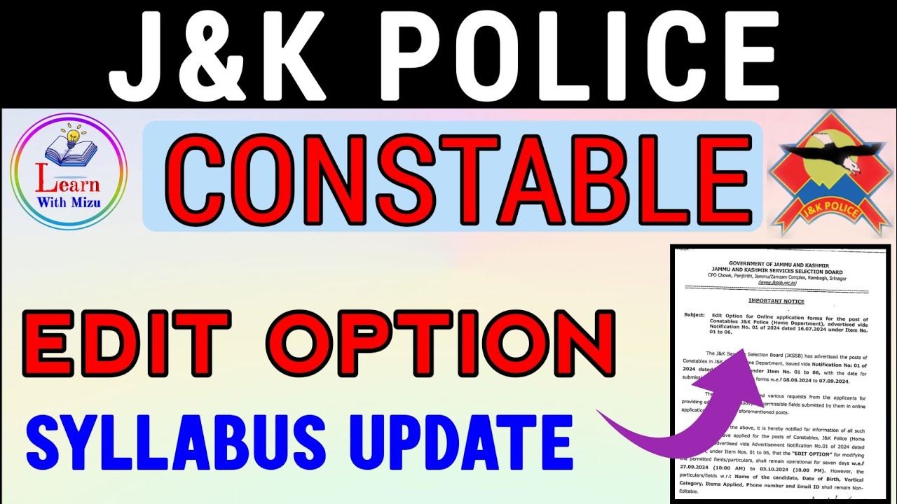J&K POLICE CONSTABLE APPLICATION FORM | EDIT OPTION | JKP CONSTABLE ...
