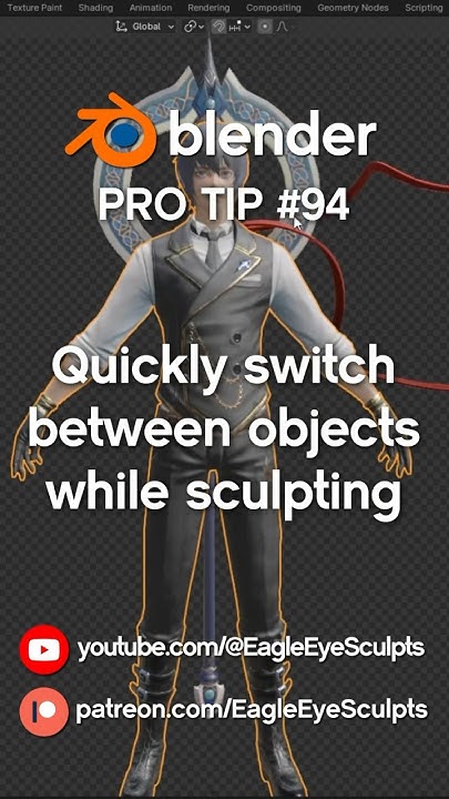 Quickly switch between objects while sculpting in blender in 8 seconds #blender #tutorial # ...