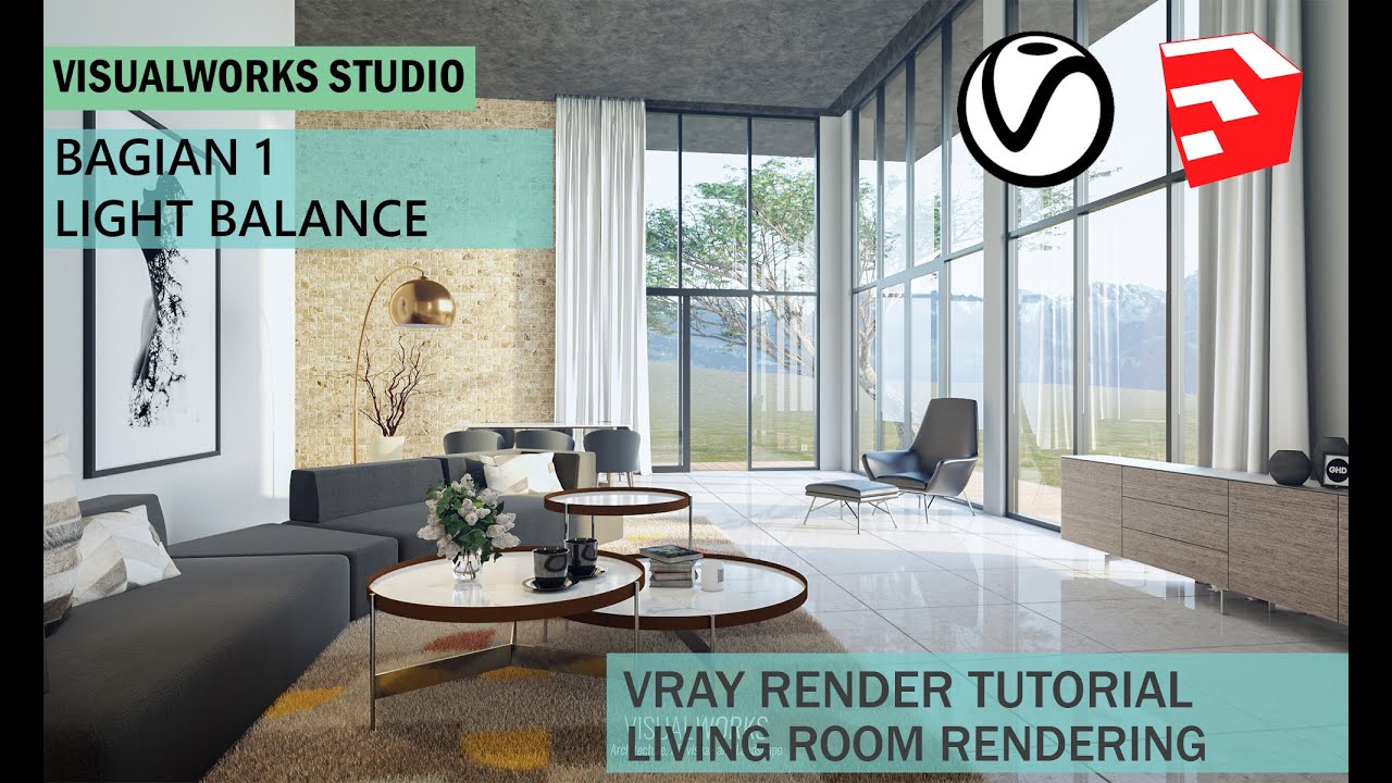 VRAY NEXT RENDERING TUTORIAL - LIGHT BALANCE - SIMPLE LIVING ROOM ...