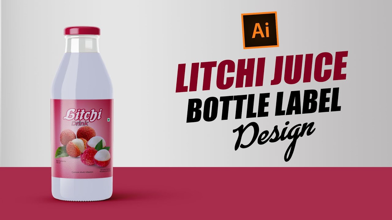 Litchi Juice Bottle Label Design - Illustrator Tutorial - YouTube