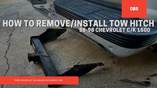 How to Remove/Install Tow Hitch 88-98 Chevrolet C/K 1500. #OBS    4K