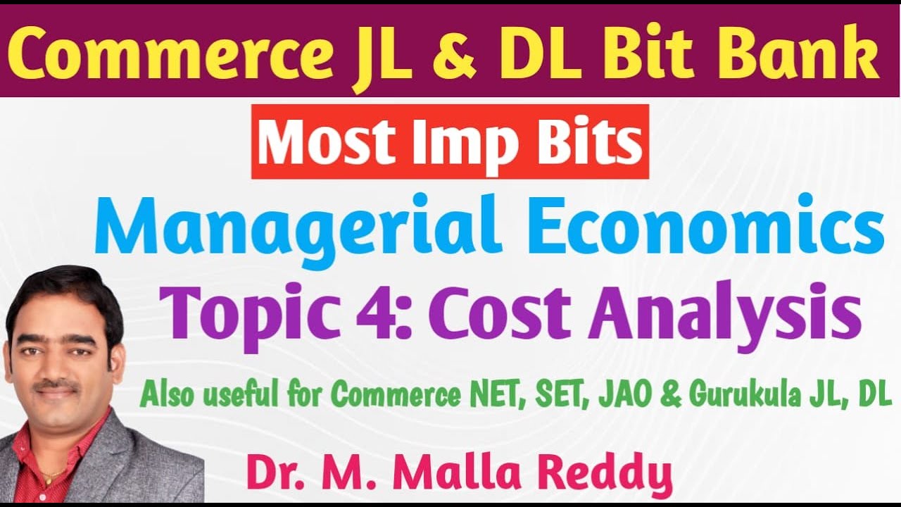 JL Commerce Bits | Managerial Economics | Cost Analysis | Imp. MCQs ...