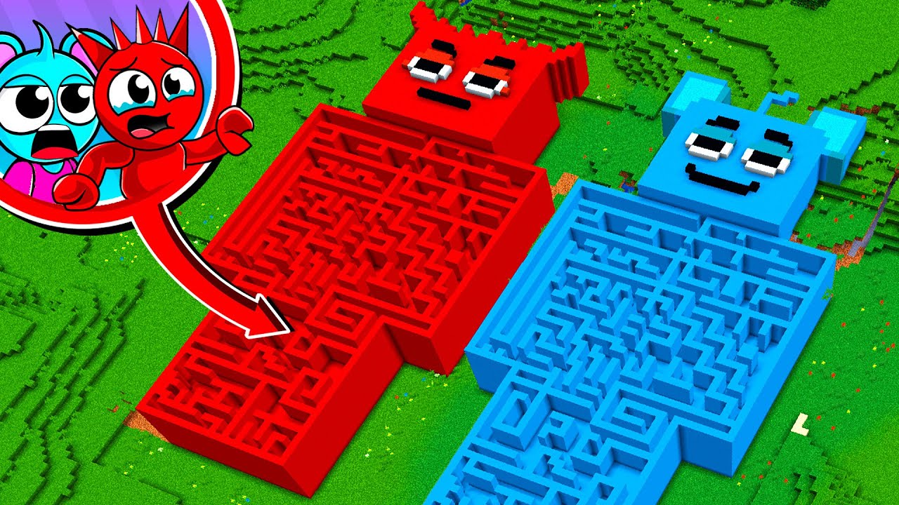 LABERINTO de SKY vs LABERINTO de ROJITO en MINECRAFT 😱(Sprunki) - YouTube