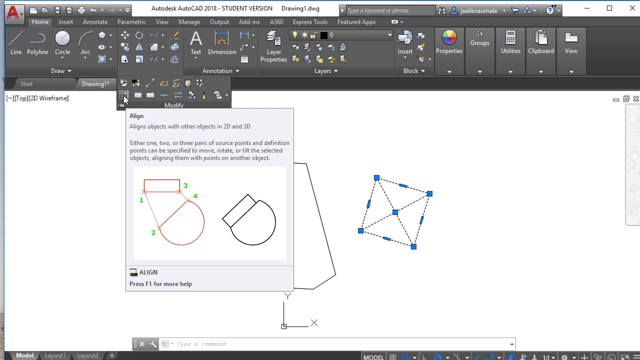 AutoCAD: align - YouTube