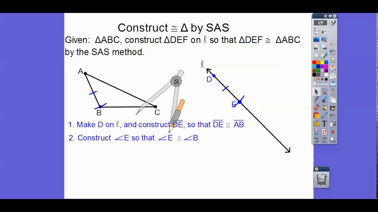 Congruent Triangle Construction By Sas Youtube