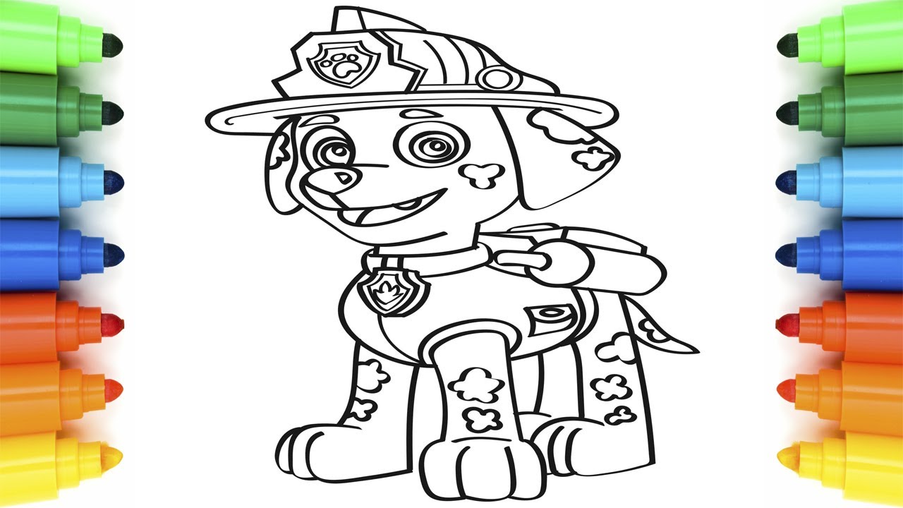 How to Draw Marshall Paw Patrol Coloring Pages for Kids | Creativity ...