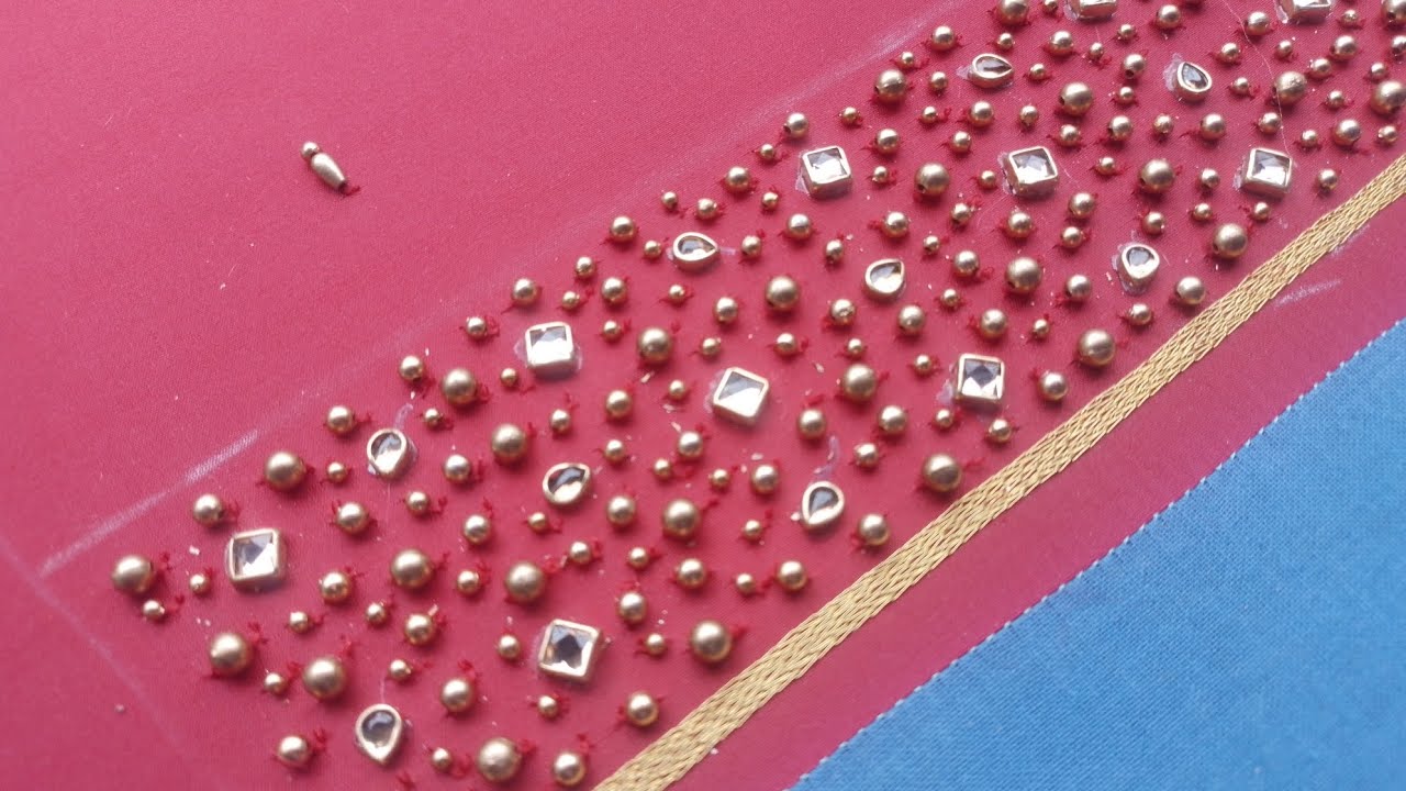 simple design for beginners #single beads stitch #Aariwork/ for orders ...