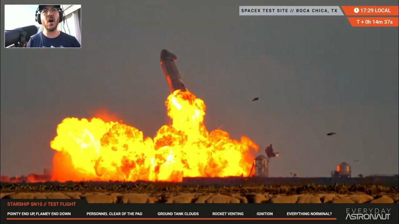 Starship SN10 SpaceX Explosion after landing - YouTube