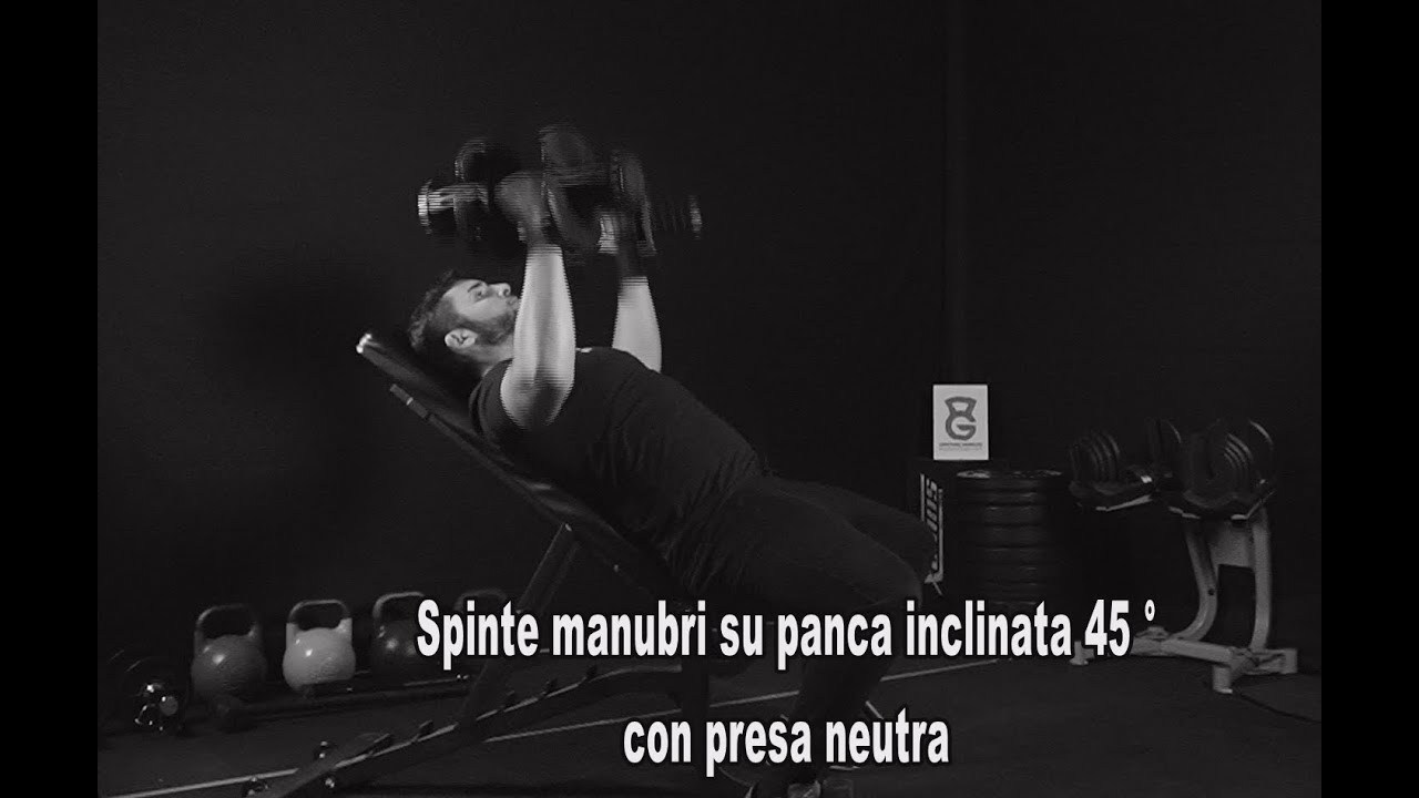 Spinte manubri presa neutra su panca inclinata 45° - Tutorial Esercizi ...