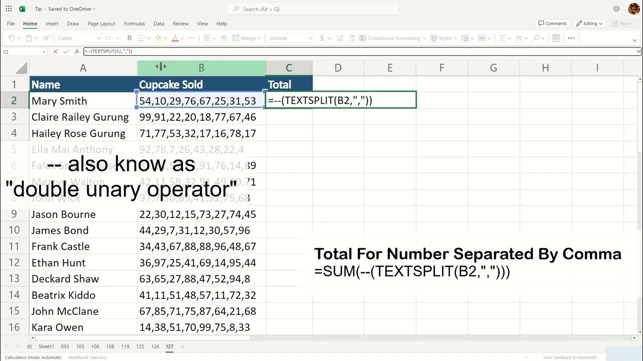 Sum comma separated values in Excel - Excel Tips and Tricks - YouTube
