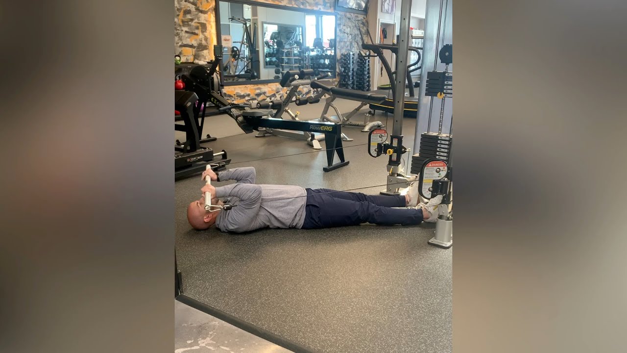 Supine Bicep Curls w/Cable Column - YouTube