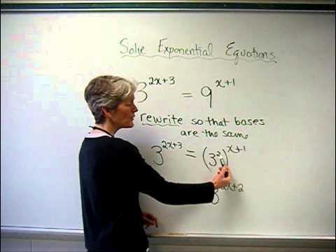 algebra 2 solve exponential equations with like bases - YouTube