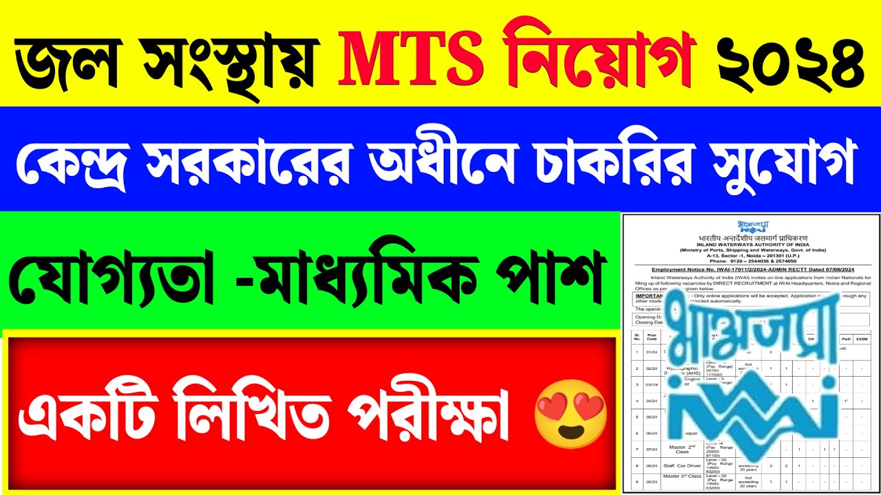 IWAI MTS Recruitment 2024|MTS New Vacancy 2024|Examhelpbangla - YouTube