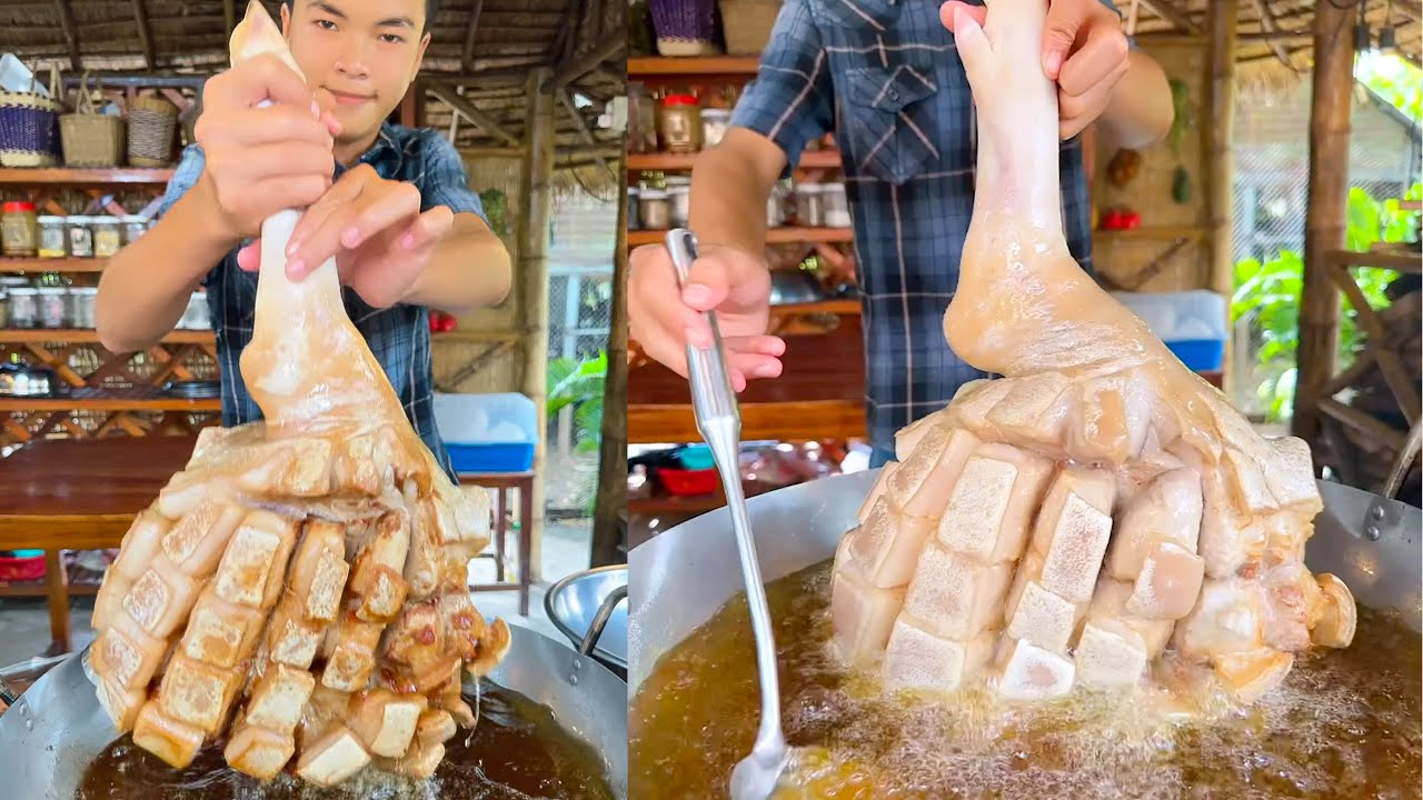 Amazing cooking skill : Chef Ny cook pig leg stew with bamboo shoot and ...