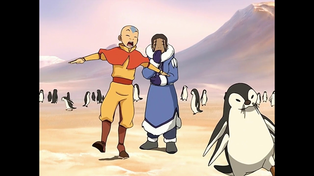 aang catch penguin funny moment - YouTube
