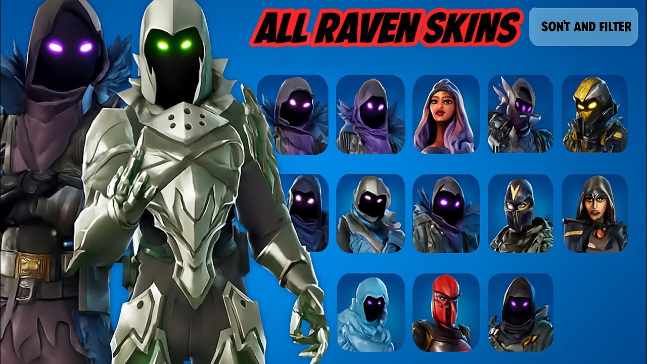 All Raven Skins Showcase in Fortnite (Chapter 1 - Chapter 6) - YouTube