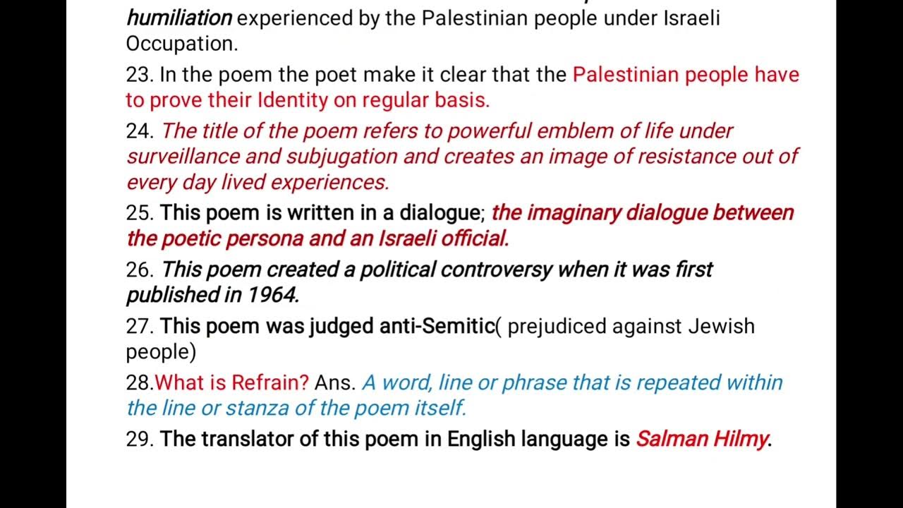 ID Card By Mahmoud Darwish - YouTube