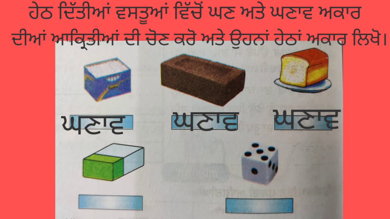 Choose cube and cuboid from the given shapes in Punjabi - YouTube