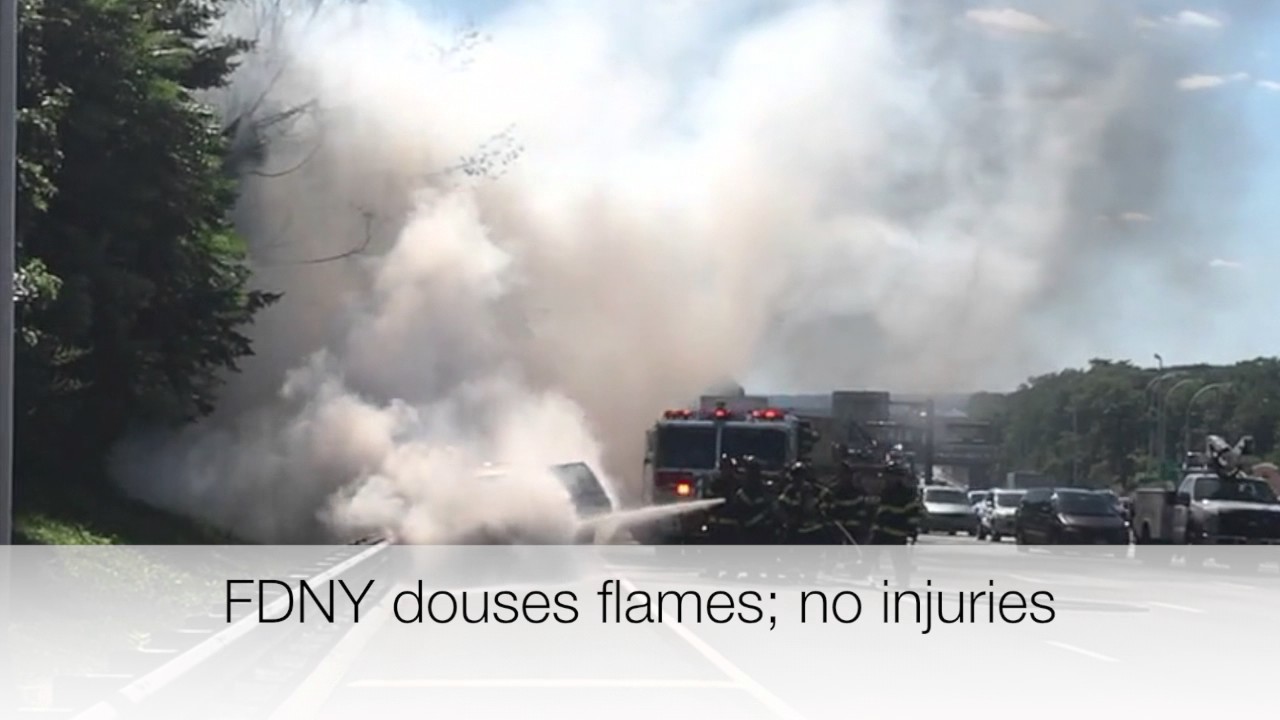 SUV catches fire on S.I. Expressway - YouTube