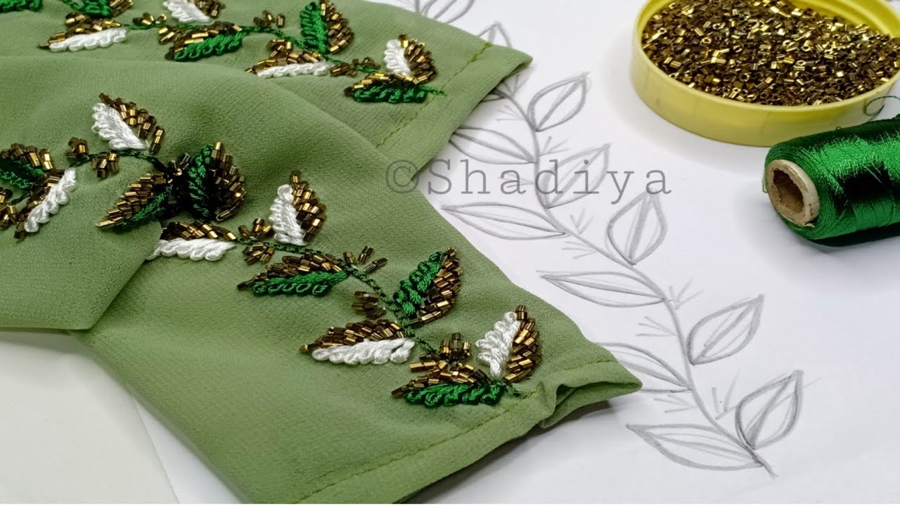Unique hand embroidery beads and thread work embroidery design for ...