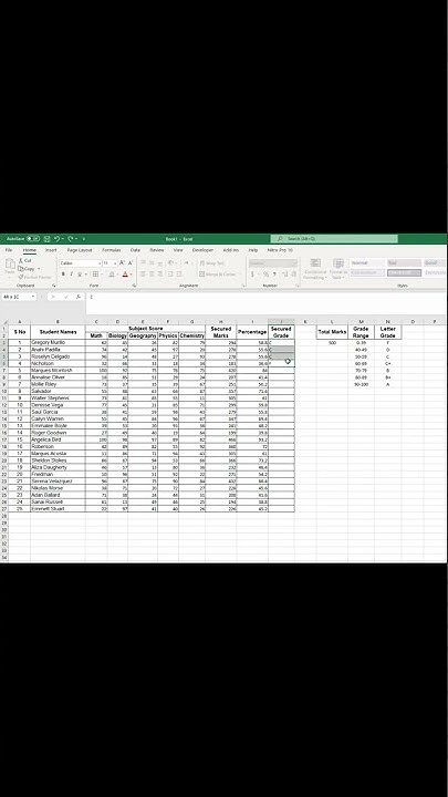 How to Automatically Assign Letter Grades in Excel #shorts # ...