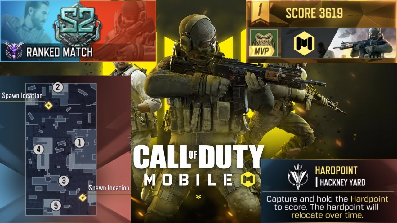 3.5K+ Score in Ranked Match MVP Hard Point Hackney Yard Call Of Duty Mobile Controller Gameplay ...