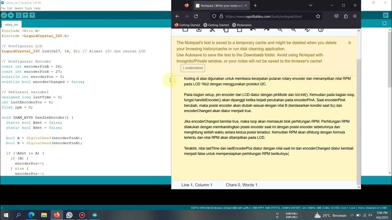 Revisi Rotary Encoder untuk membaca kecepatan putaran menggunakan esp32 ...