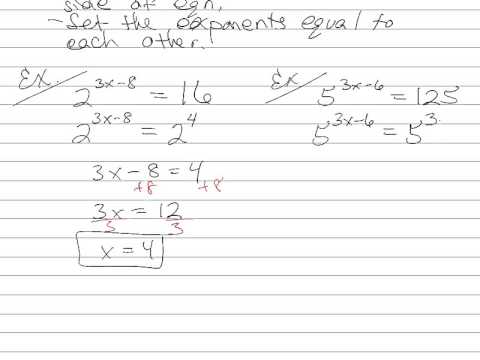 Solving Exponential Equations with Equality - YouTube