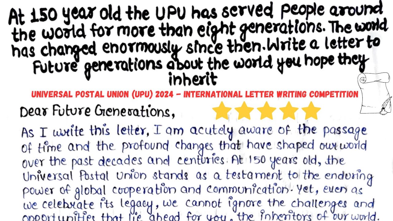 Universal Postal Union( UPU) 2024 International Letter Writing ...