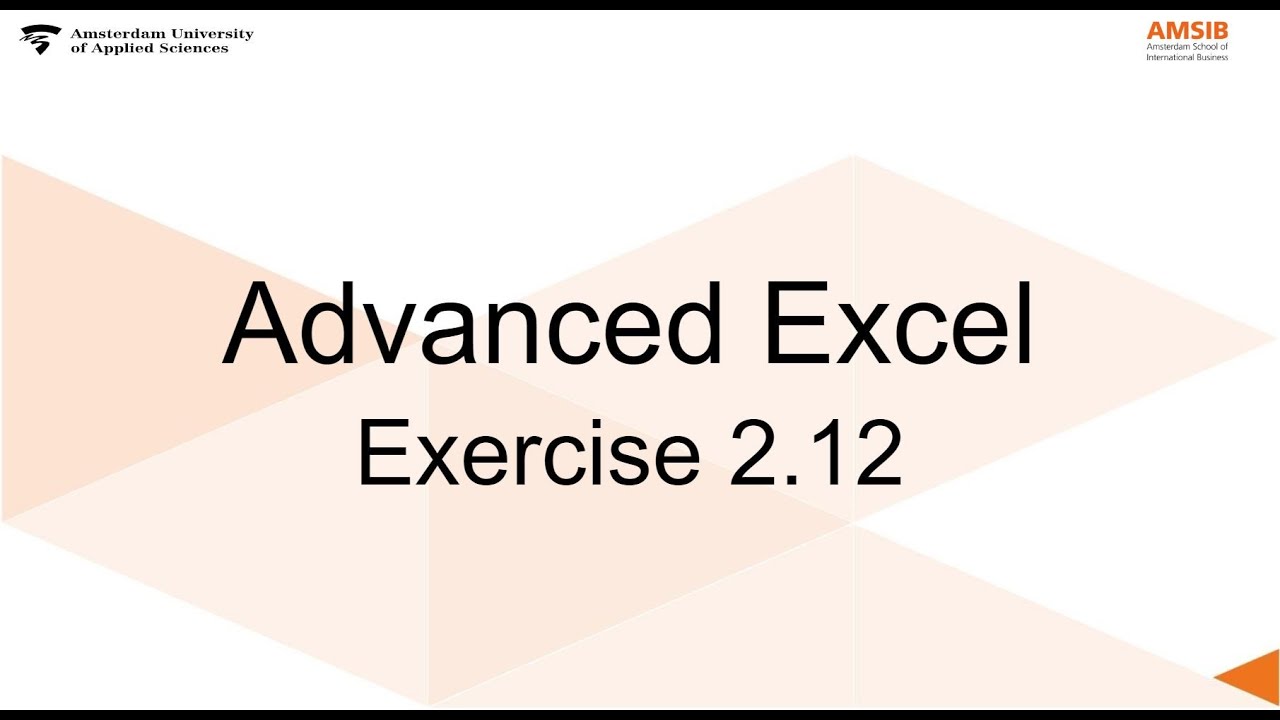 Advanced Excel: Exercise 2.12 - YouTube