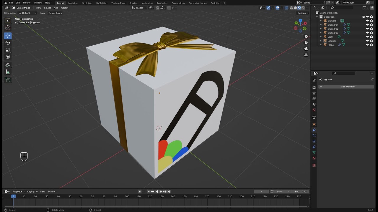 Blender Animate 3d : Model EP-100 : Gift box : กล่องของขวัญ - YouTube