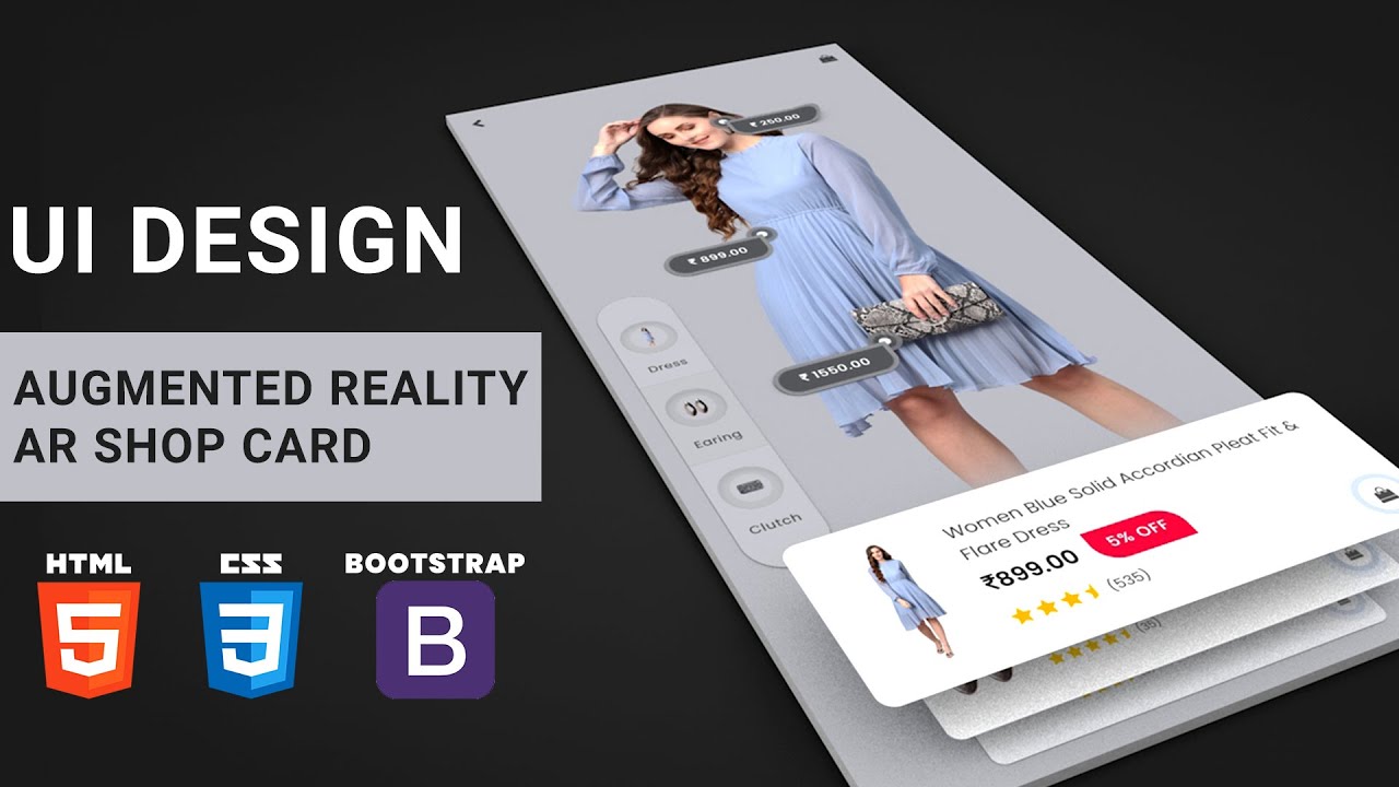 Mobile App UI Design Tutorial - AR(Augmenetd Reality) Shop Card | HTML ...
