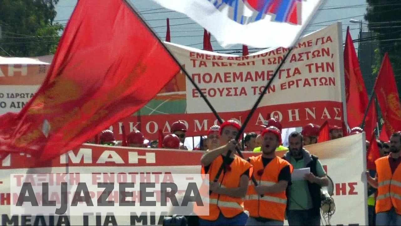 Greece: May Day rally against more austerity - YouTube