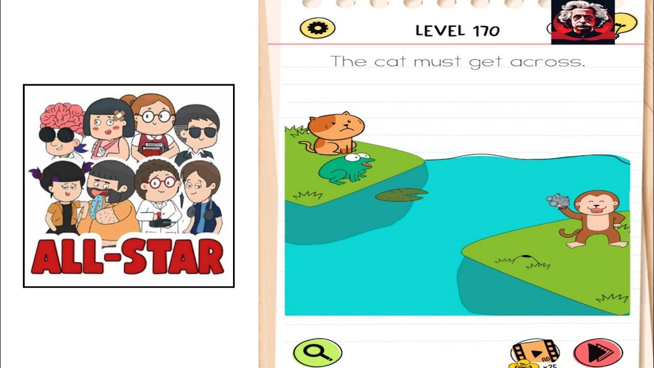 Brain test all star level 210 the cat must get across - YouTube