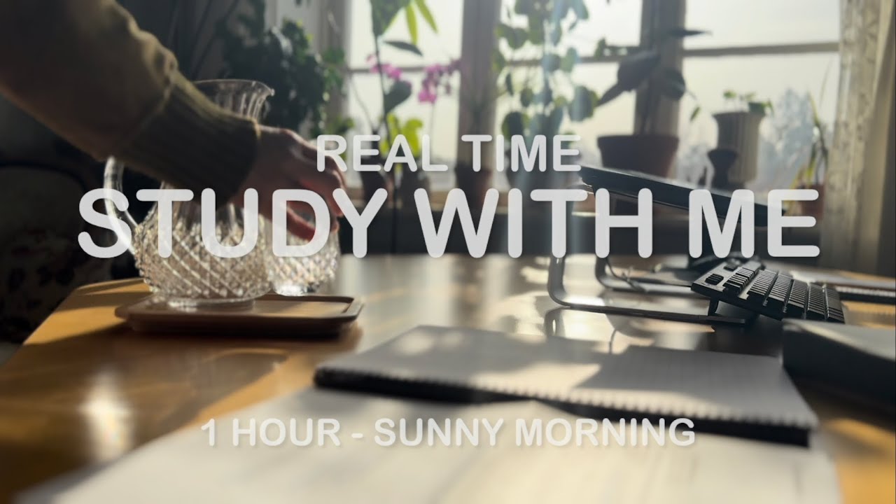 Real time STUDY WITH ME (no music): 1h motivation, Background noise, Productive, No break ...