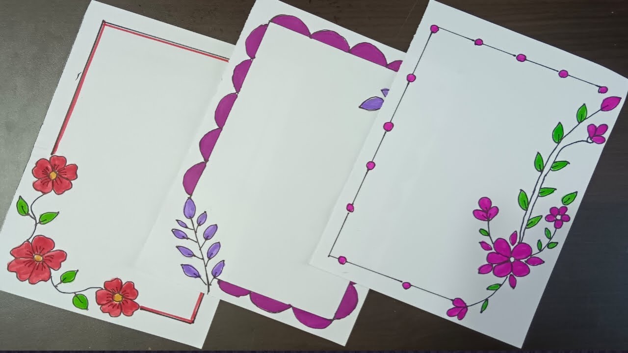 3 easy and simple border design/ project work design/front page border ...