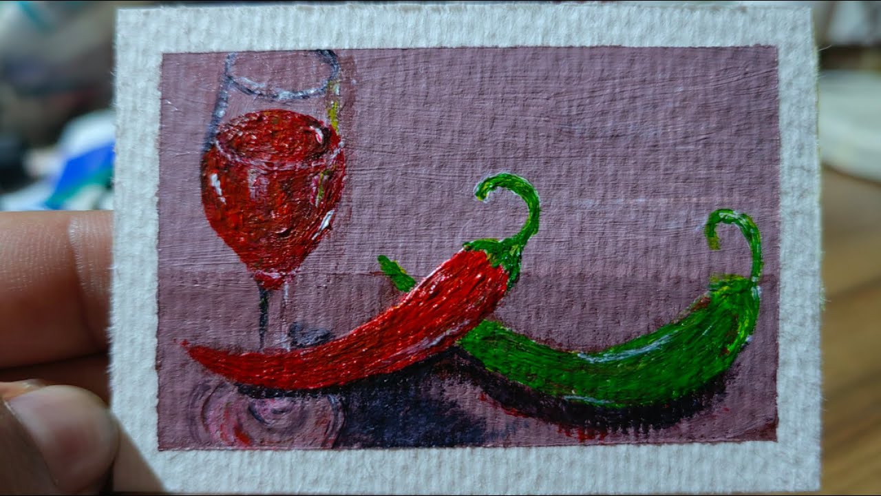RED WINE and CHILI Acrylic PAINTING #redwine #chili #acrylicpainting ...