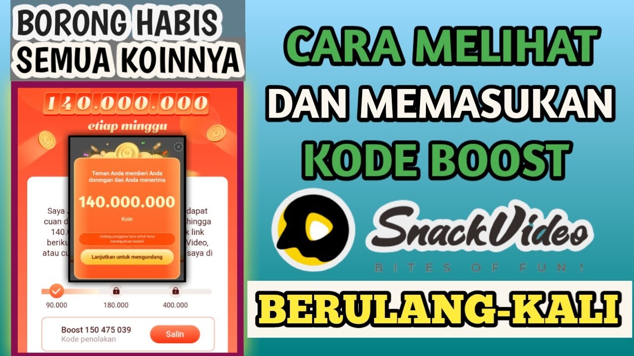 Cara Melihat Kode Boost Snack Video || Cara Memasukkan Kode Boost Snack ...