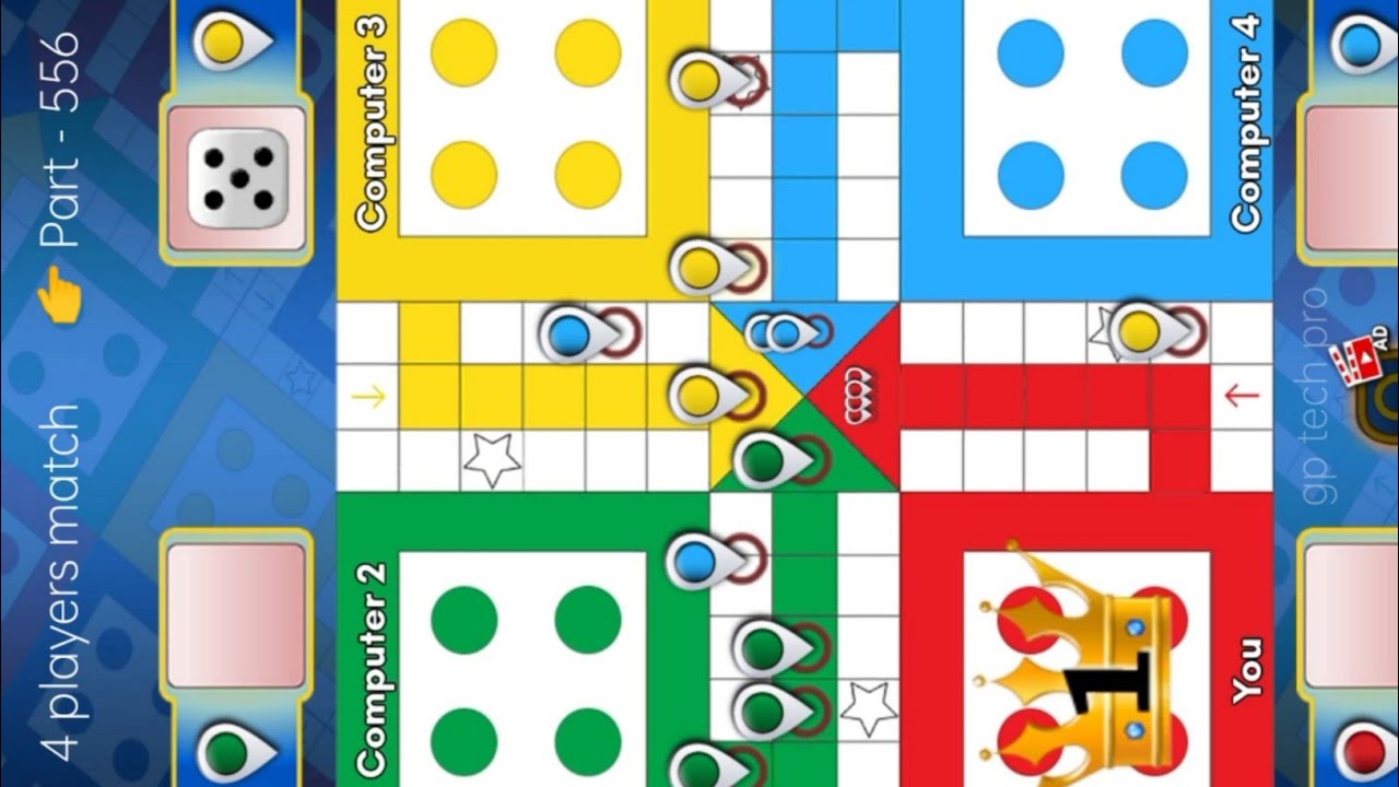 Ludo gameplay 4 players match / ludo game / लूडो गेम खेलें #556 - YouTube