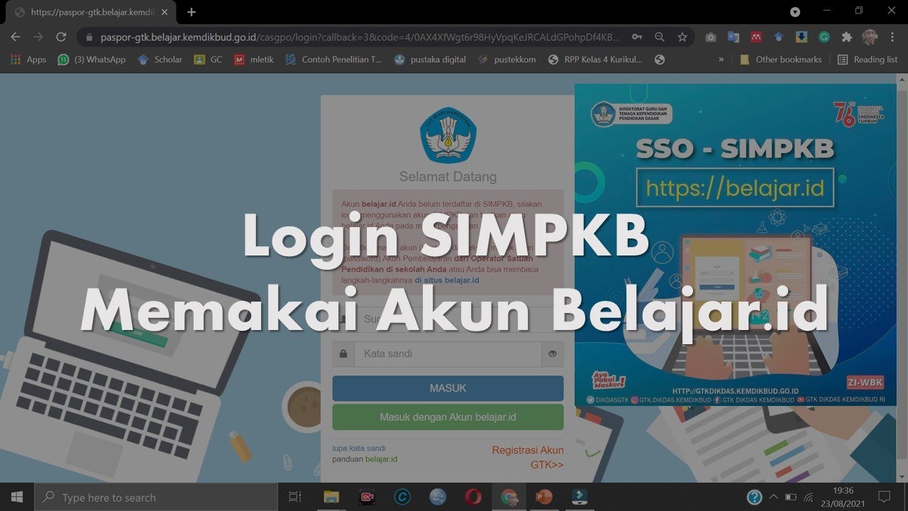 Login SIMPKB memakai akun belajar.id - YouTube