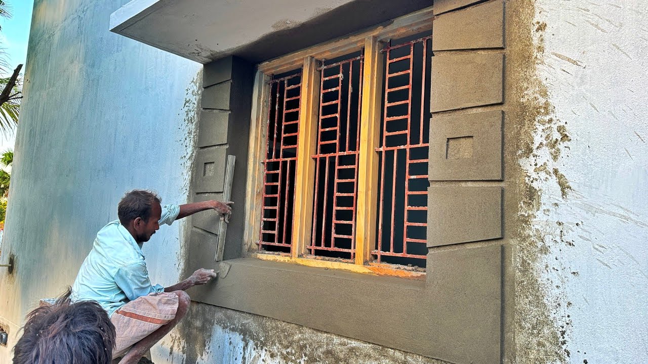 Creative Design To Window Border Plastering with Cement |Cement Border ...