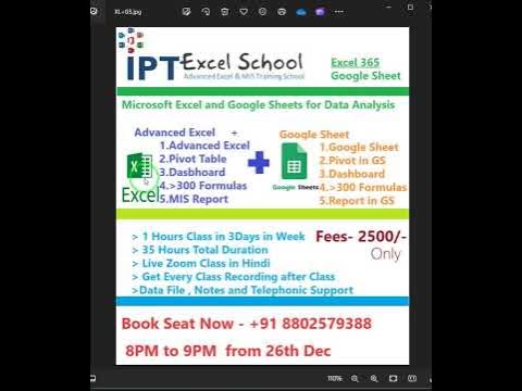 Microsoft Excel and Google Sheets for Data Analysis # Sujeet Sir Excel Classes #IPTINDIA - YouTube