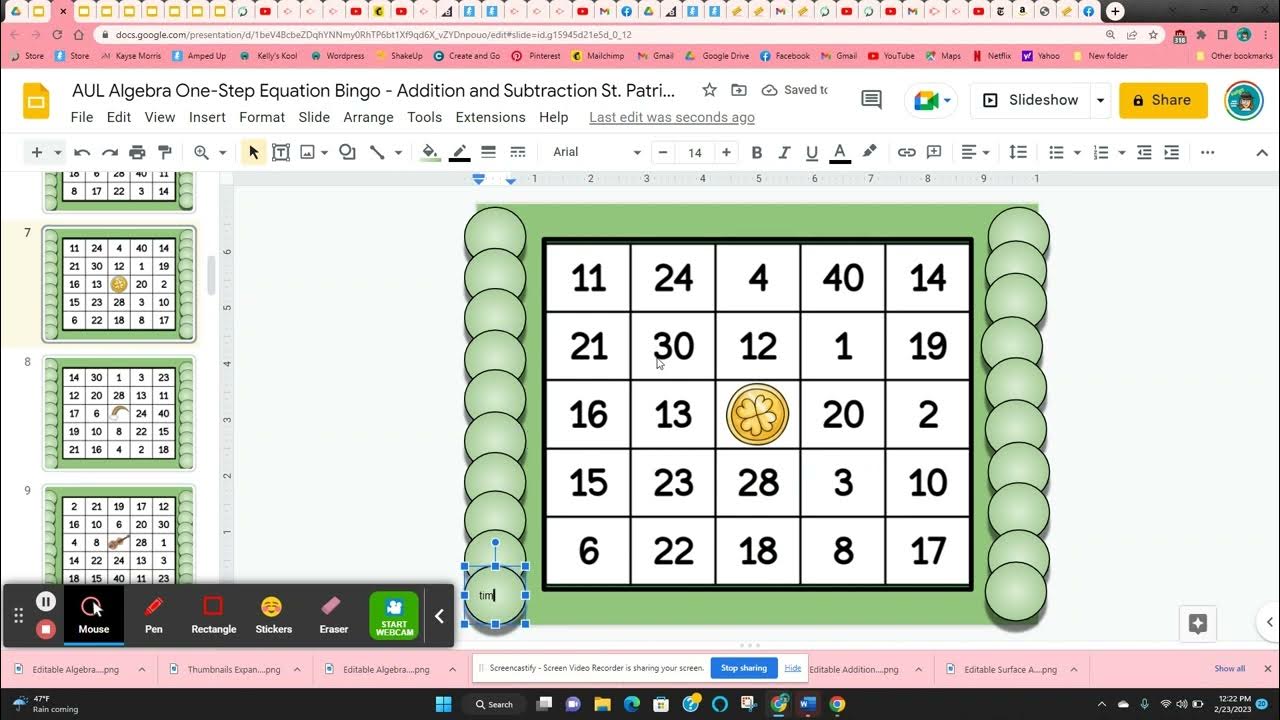 St. Patrick's Day One-Step Equation Bingo - Addition and Subtraction ...