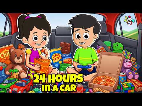 24 Hours in a Car Challenge | Animated Stories | English Cartoon | Moral Stories | PunToon Kids